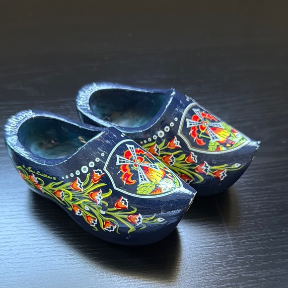 Hand Crafted | Accents | Holland Hand Crafted Wooden Clogs Navy With ...